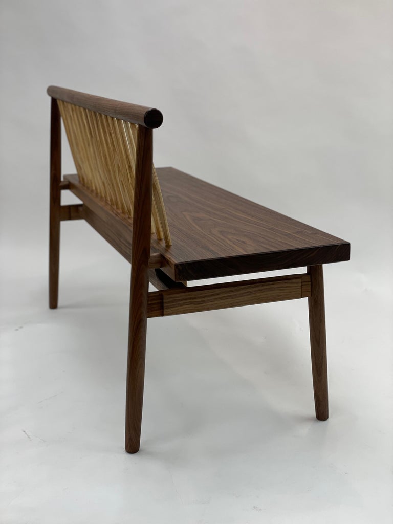 Spindle Back Bench in Walnut and Ash For Sale at 1stDibs