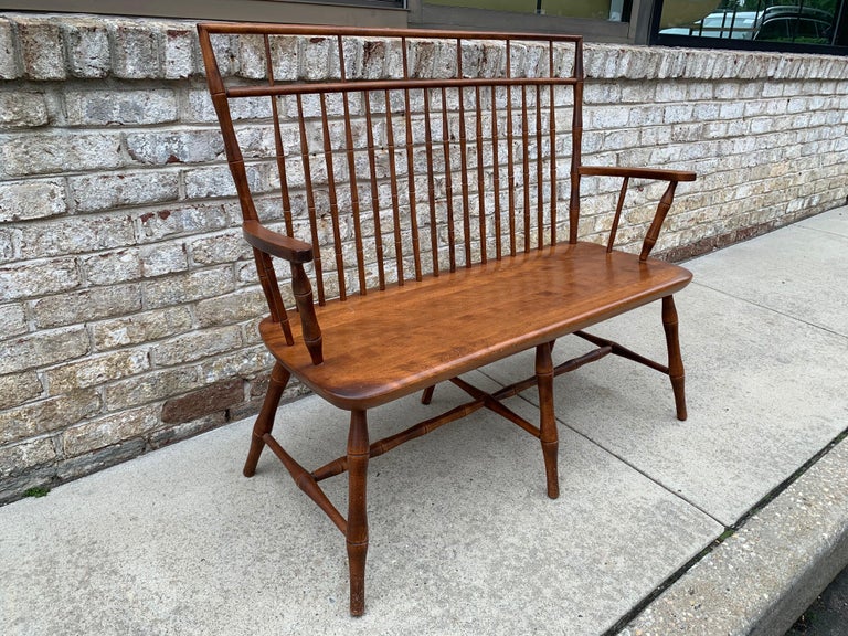 Spindle Back Shaker Style Wood Bench at 1stDibs