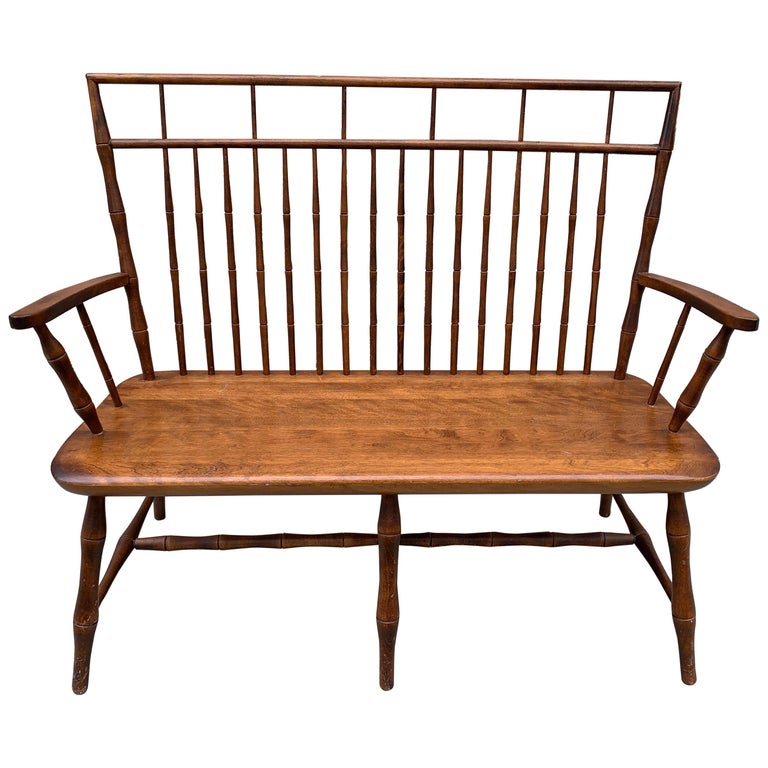 Spindle Back Shaker Style Wood Bench at 1stDibs