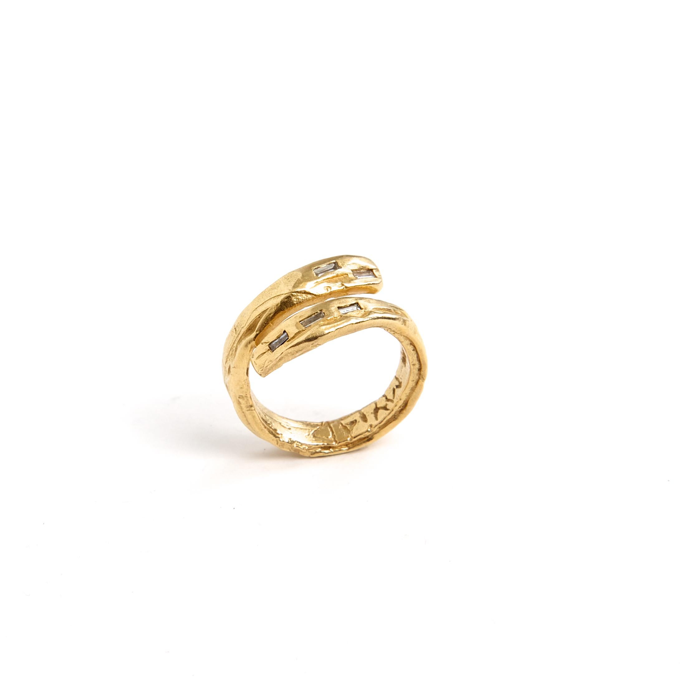 Spine Ring in Gold with Five Diamond Baguettes For Sale at 1stDibs ...