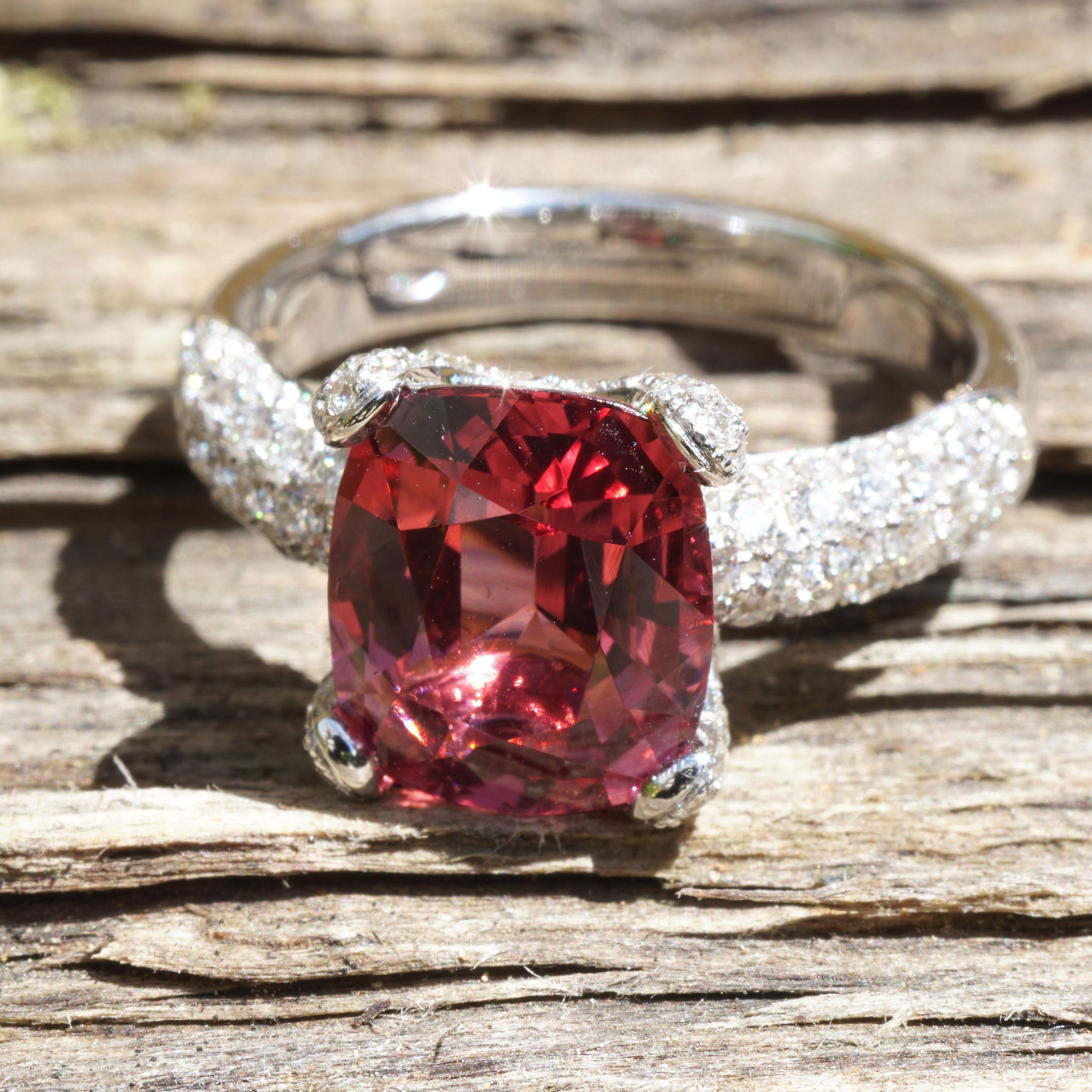 3.65 ct AAA+ Red Spinel Brilliant Ring White Gold Mine Badachshan ...