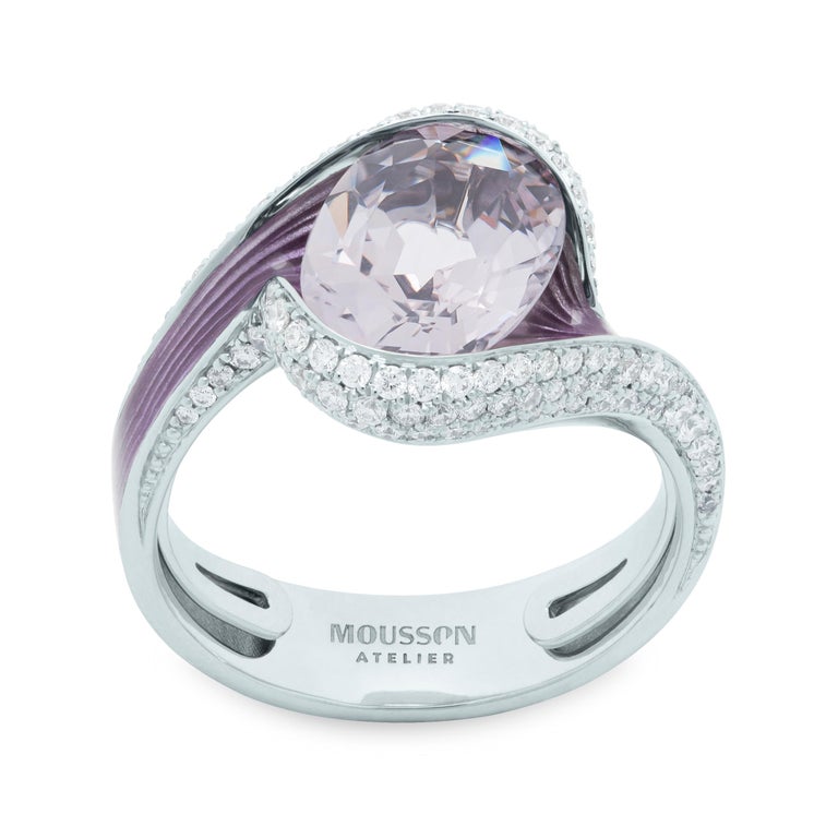 Spinel Diamonds Enamel 18 Karat White Gold Melted Colors Suite For Sale ...