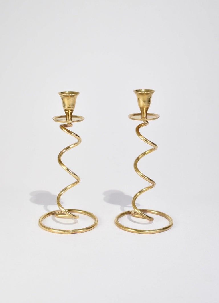 Spiral Brass Candlesticks at 1stDibs