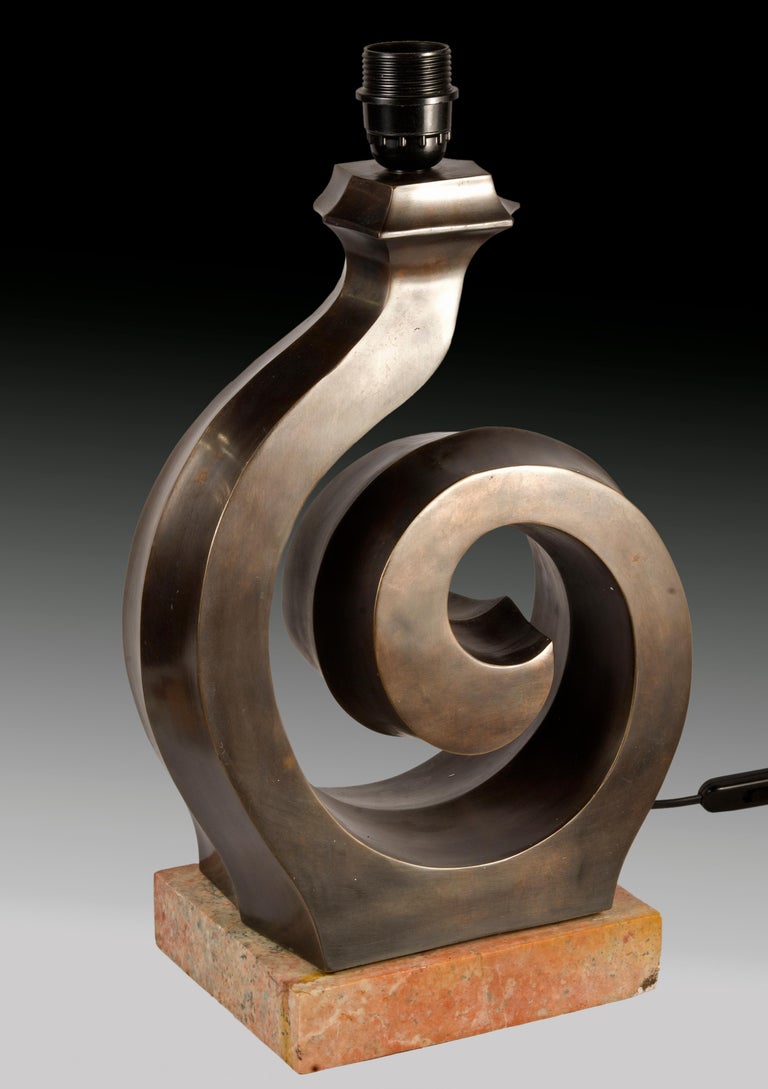 Spiral Bronze Lamp, No Screen or Shade Included For Sale at 1stDibs