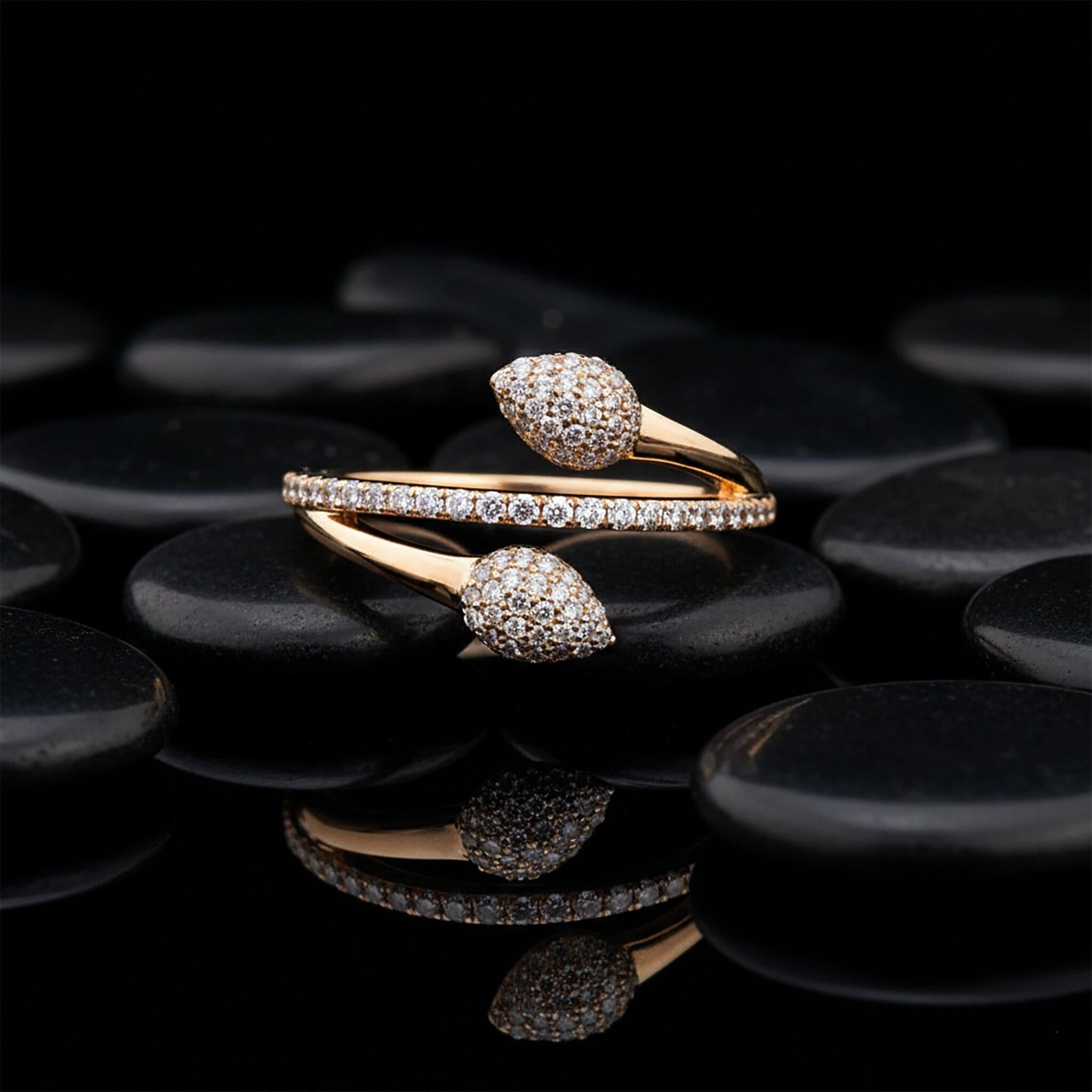 Customizable Spiral Diamond 14K (or 18k upon request) Yellow Gold Open ...