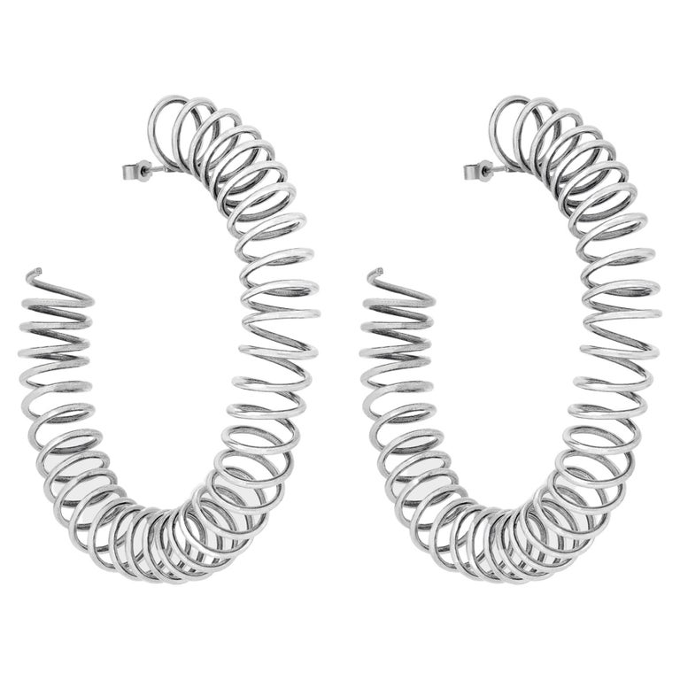 Spiral Hoops in Silver For Sale at 1stDibs