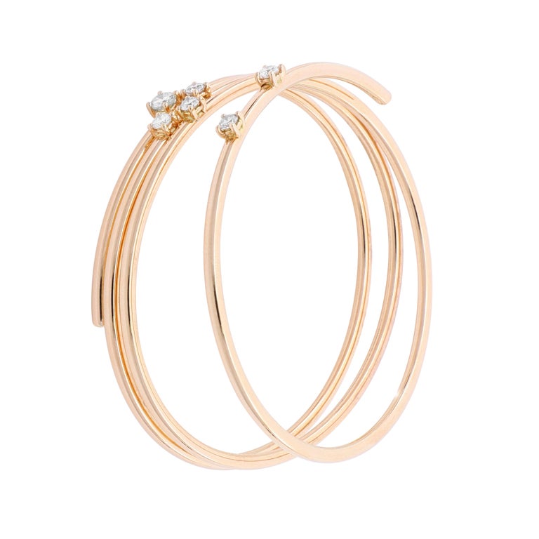Spiral Multiple Strings Bangle Bracelet with Diamonds For Sale at 1stDibs
