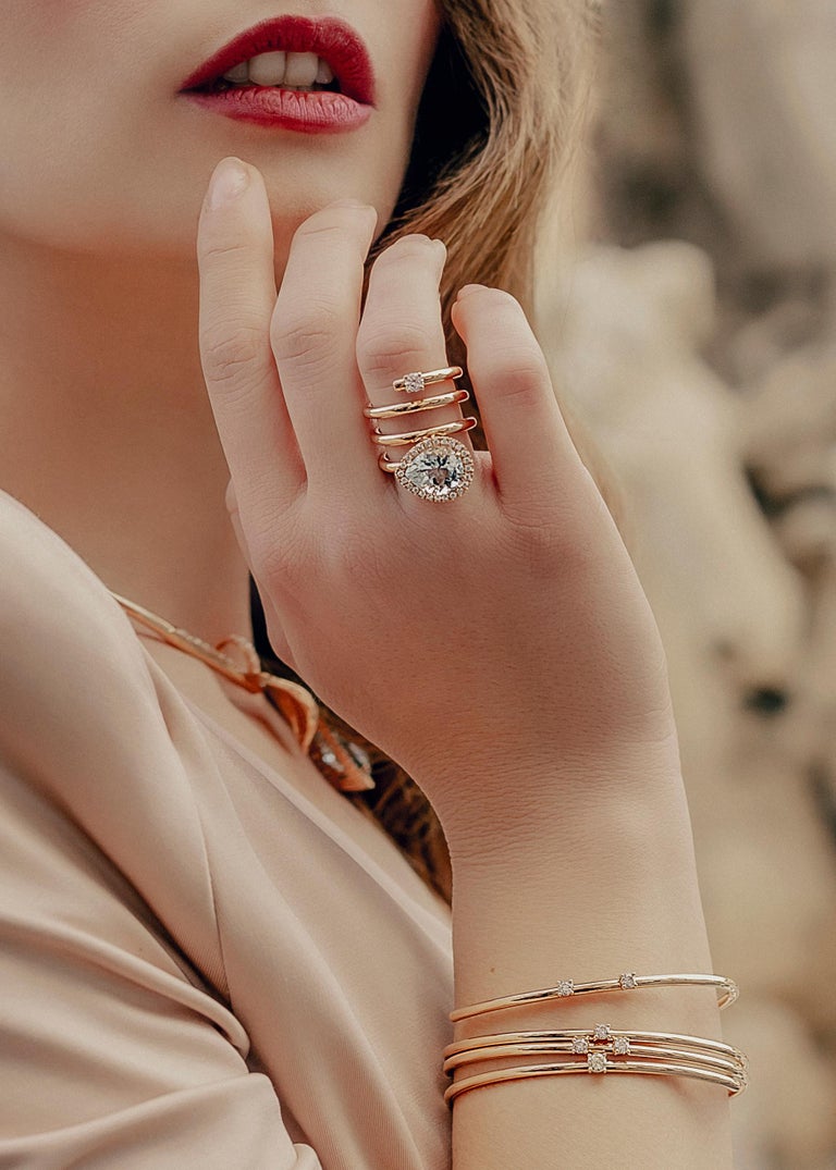 Spiral Multiple Strings Bangle Bracelet with Diamonds For Sale at 1stDibs