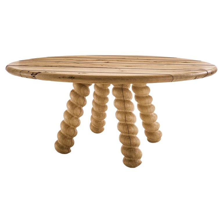 Spirale Dining Table in Solid Raw Oak For Sale at 1stDibs