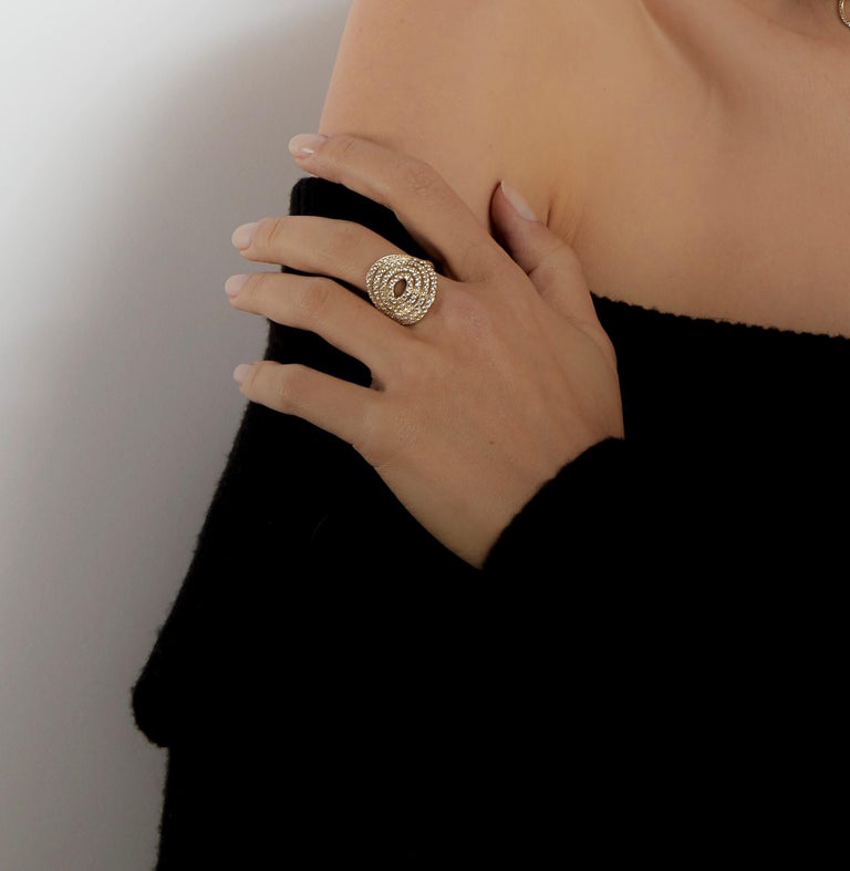 Customizable Carelle Spiralli Jumbo Diamond Cocktail Ring For Sale at ...