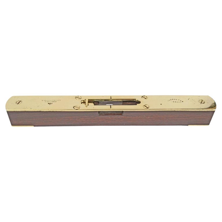 Spirit Level Made of Wood, Brass and Glass by W. Marples and Sons ...