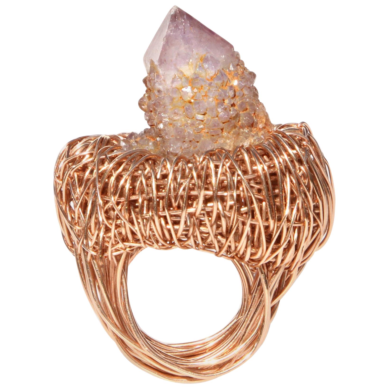 Large Rose Quartz Cocktail Ring at 1stDibs
