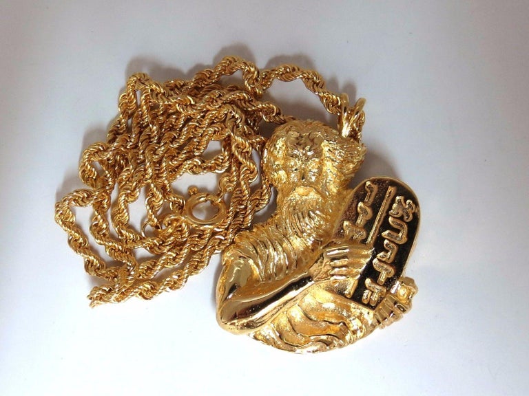 Spiritual Holy Moses 3D Pendant Rope Chain 14 Karat For Sale at 1stDibs ...