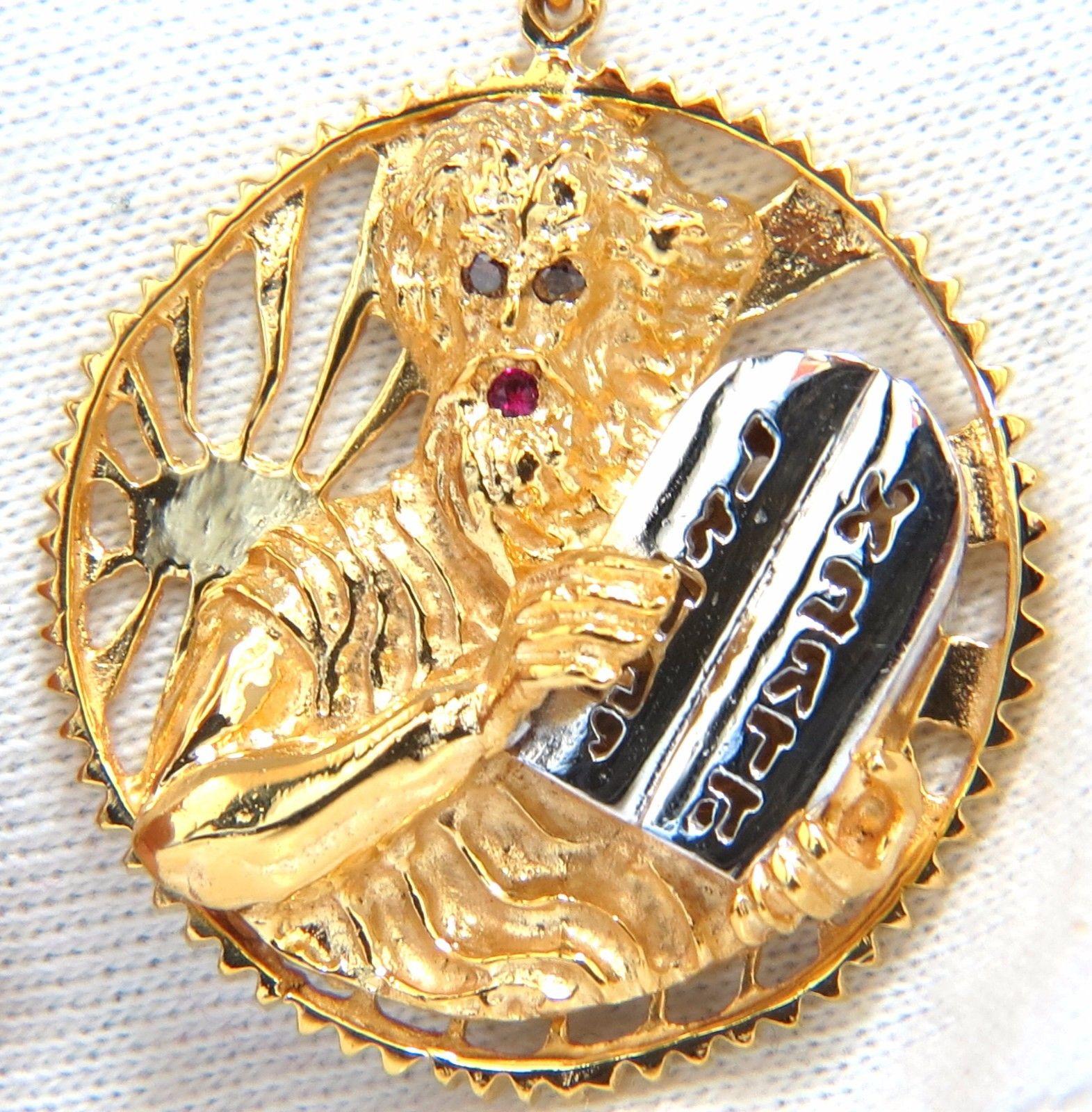 Spiritual Holy Moses Bible Sinai Sun Ray 3D Pendant Rope Chain 14 Karat ...
