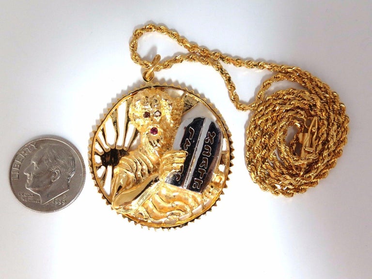 Spiritual Holy Moses Bible Sinai Sun Ray 3D Pendant Rope Chain 14 Karat ...