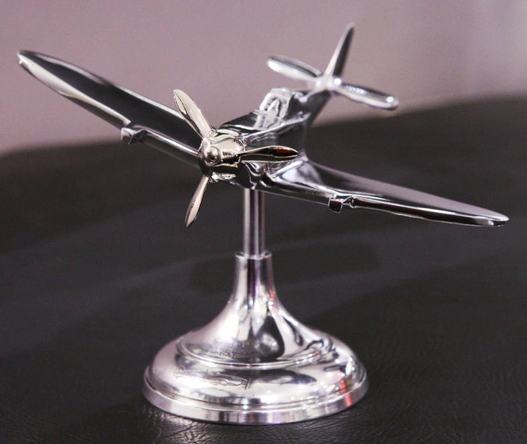 Spitfire Model on Stand in Aluminium Silver Polished For Sale at ...