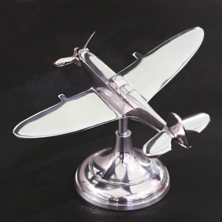 Spitfire Model on Stand in Aluminium Silver Polished For Sale at ...