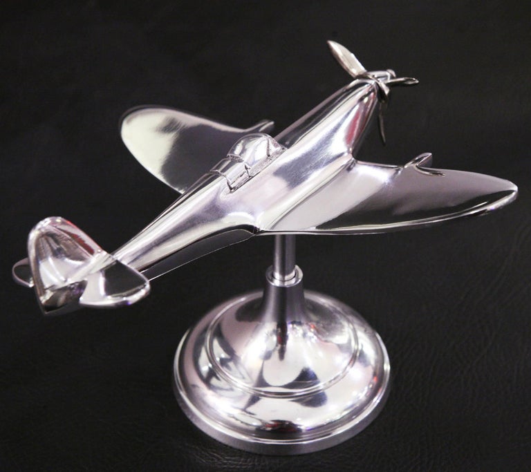 Spitfire Model on Stand in Aluminium Silver Polished For Sale at ...
