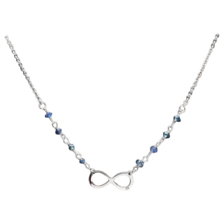 14k Solid White Gold Infinity Necklace with Natural Diamond Accent and ...