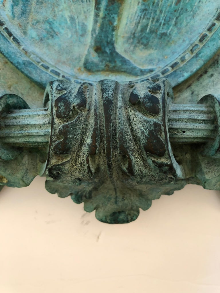 Splendid 19th Century Bronze Turquoise Patina Plaque in Relief of Male ...