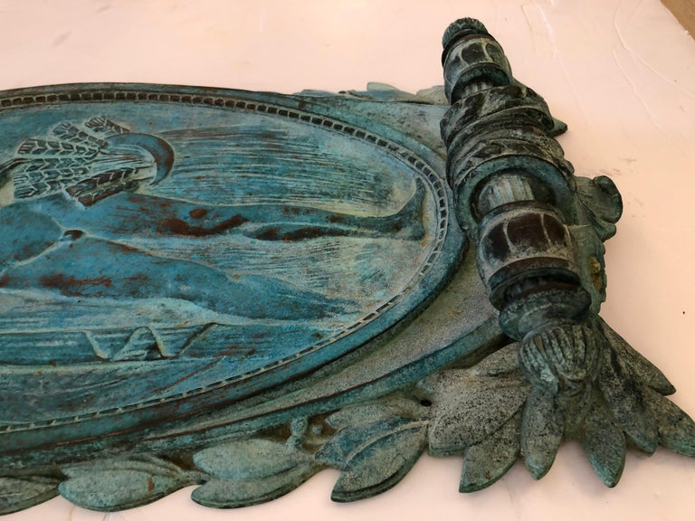 Splendid 19th Century Bronze Turquoise Patina Plaque in Relief of Male ...