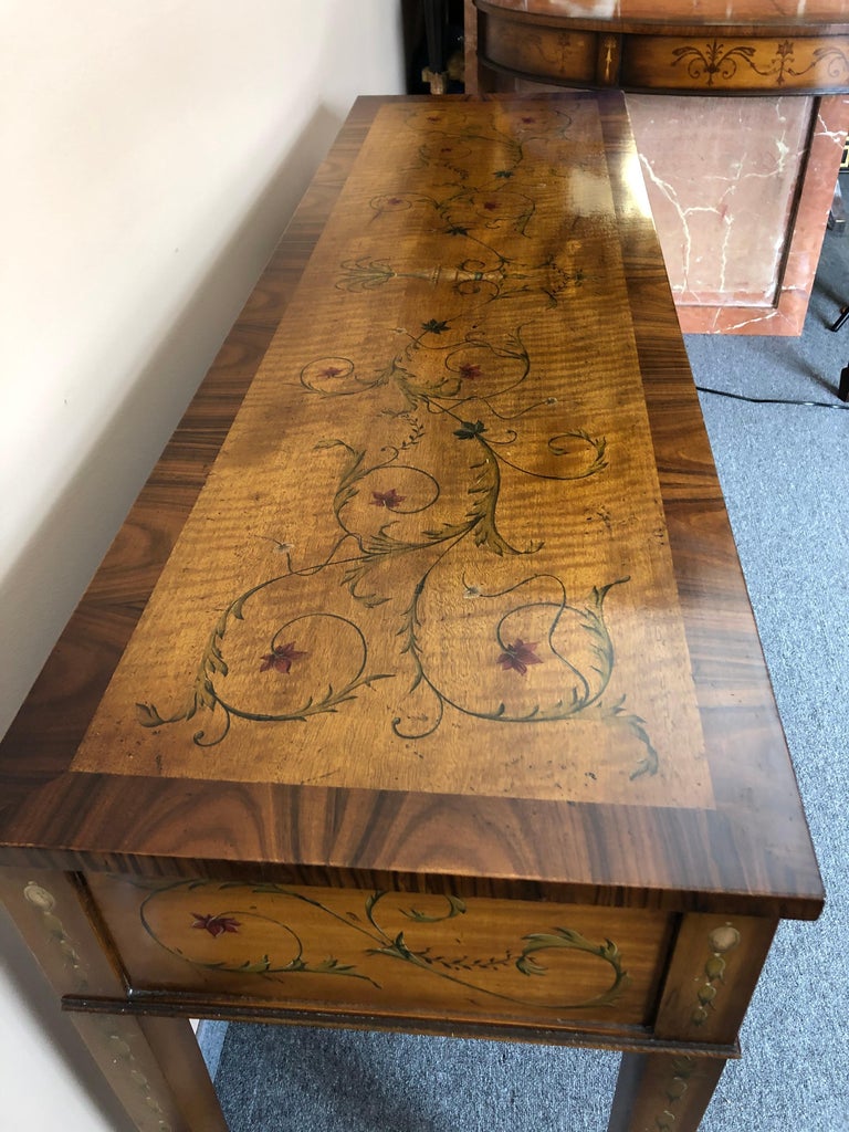 Splendid Adam Style Rectangular Hand Painted Console Table For Sale at ...