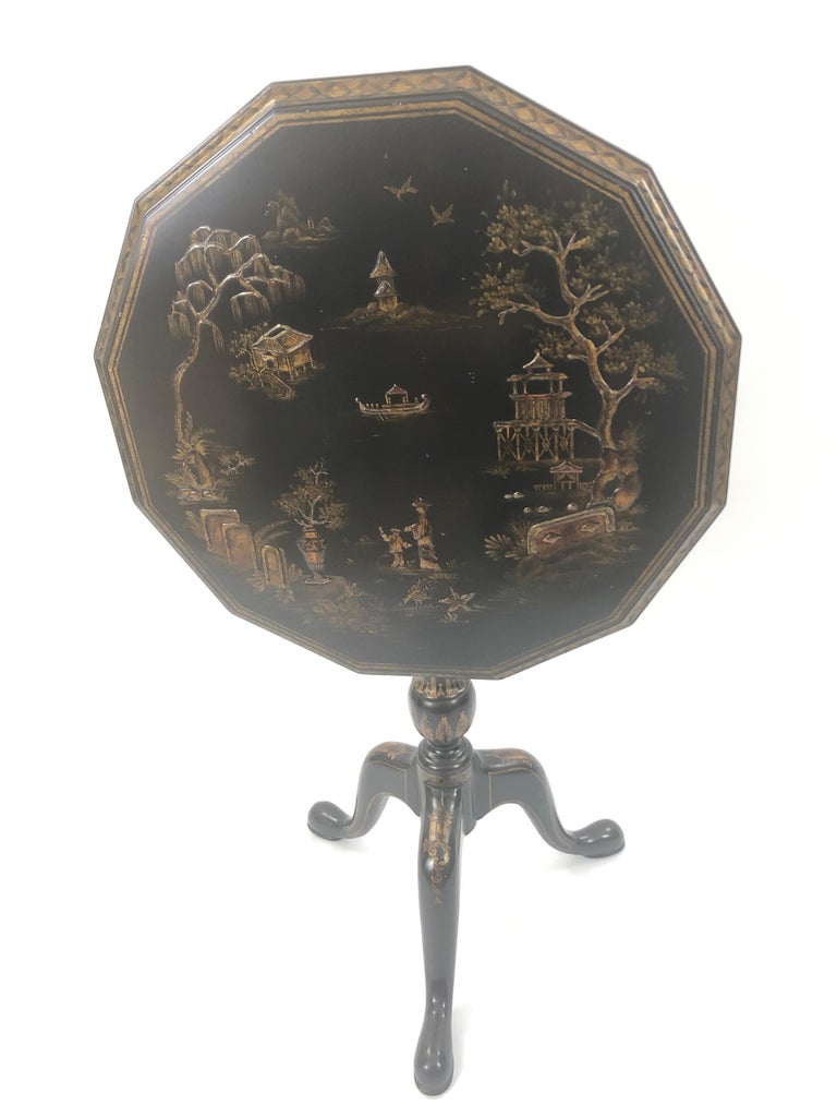 Splendid Maitland Smith Chinoiserie Black and Gold 12 Sided Flip Top ...