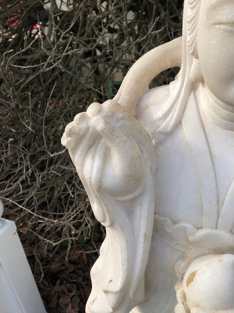 Splendid Impressively Large Life Size Chinese Guan Yin Marble Figure ...