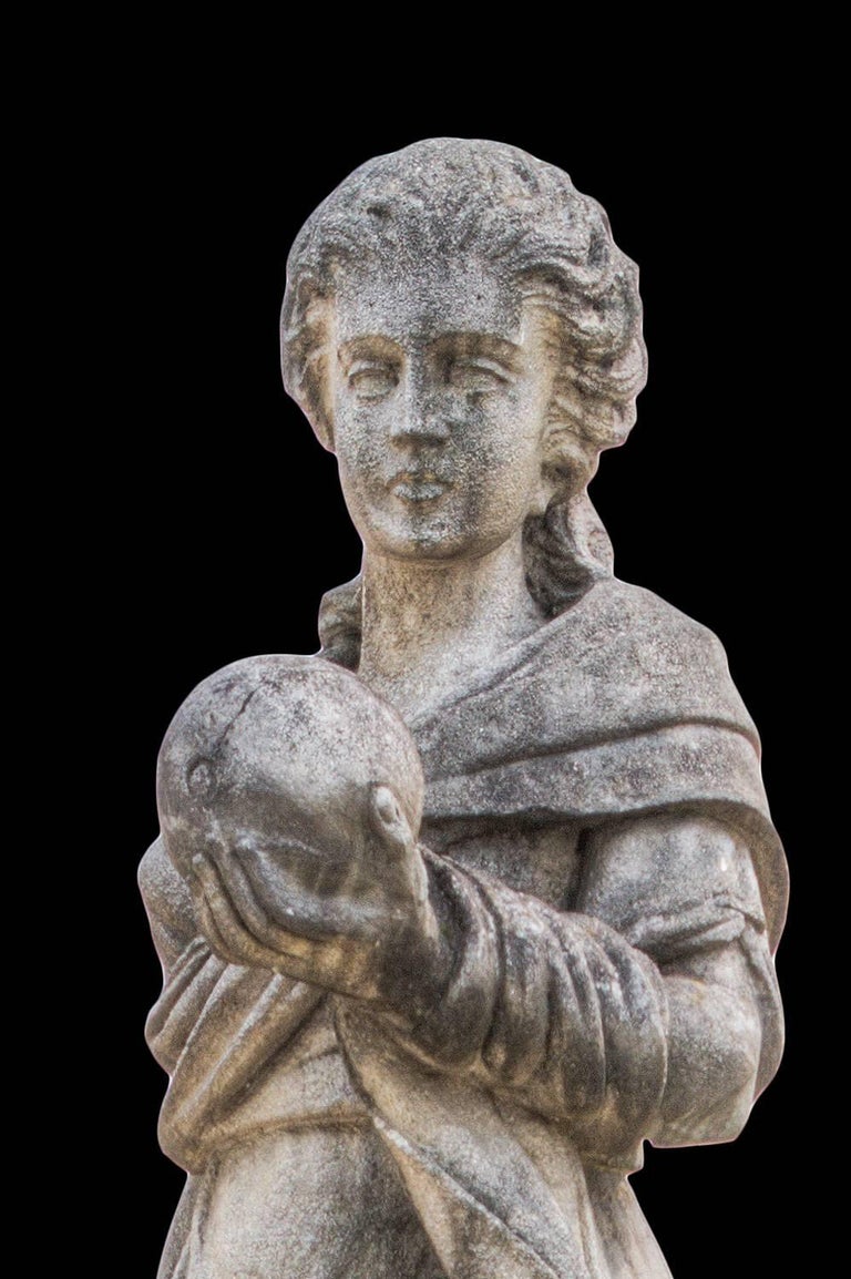 Splendid Italian Carved Large Stone Garden Sculpture Symbol of the ...