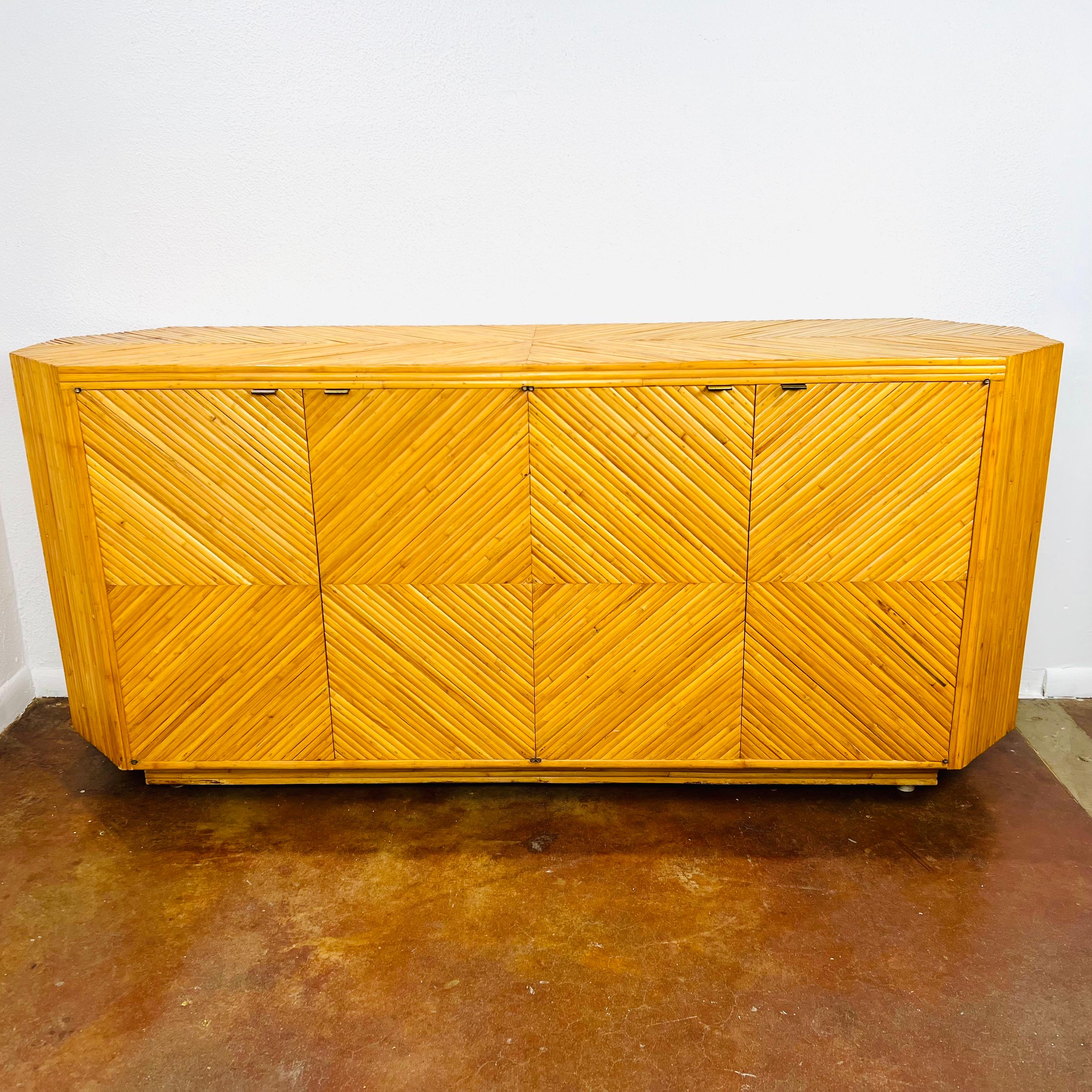 Split Bamboo Sideboard / Credenza at 1stDibs