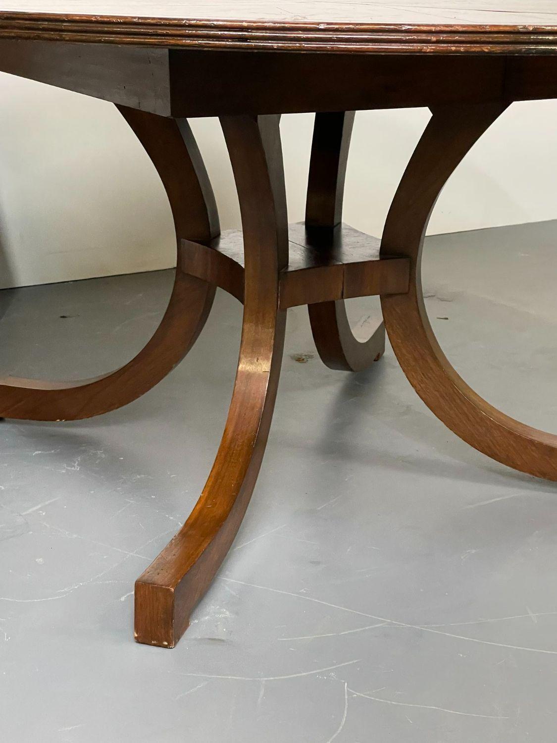 Split C-Leg Rustic Dining Table, Two Large Leaves, Brass Inlays For ...
