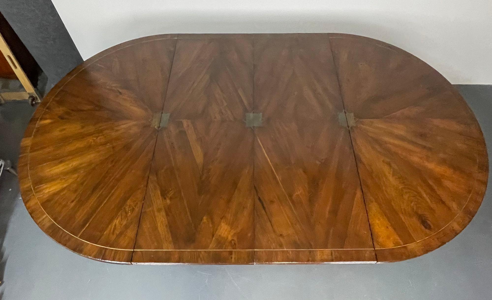 Split C-Leg Rustic Dining Table, Two Large Leaves, Brass Inlays For ...