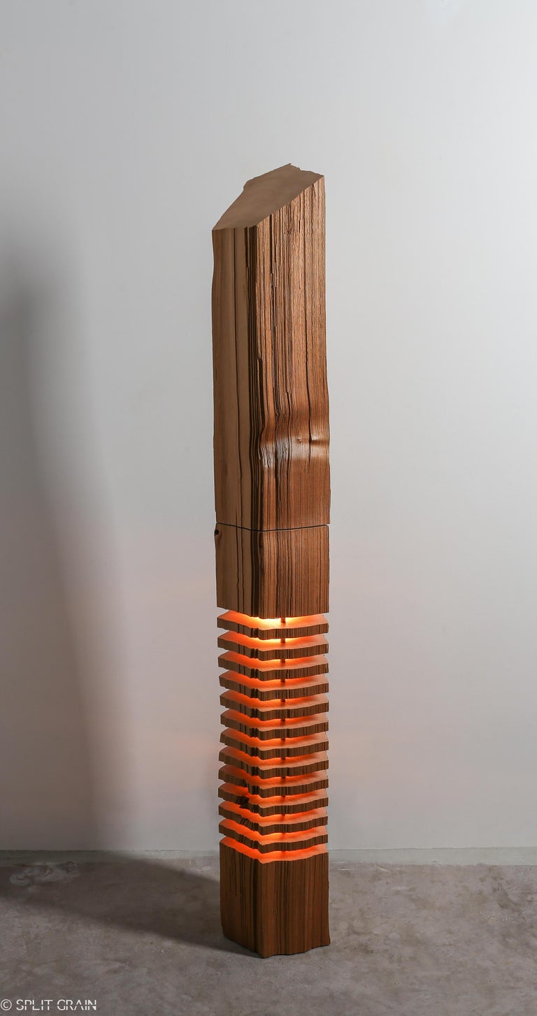 Large Split Grain Cedar Wood Illuminated Sculpture at 1stDibs