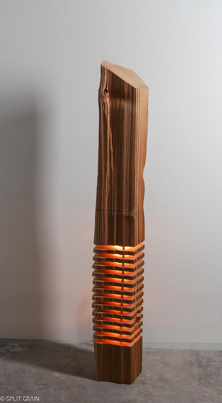 Large Split Grain Cedar Wood Illuminated Sculpture at 1stDibs