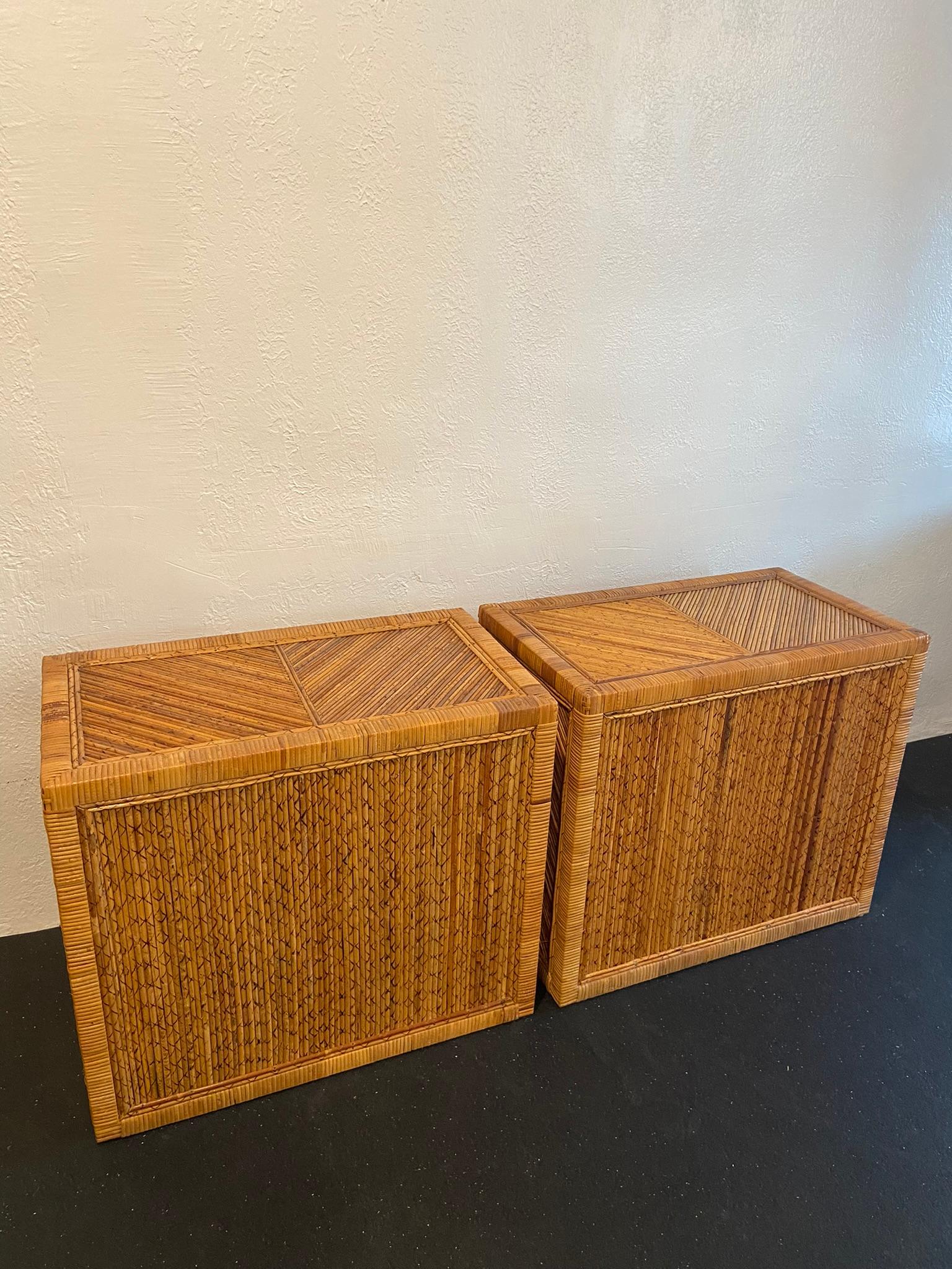 Split Reed and Cane Wrapped Cabinets, a Pair For Sale at 1stDibs