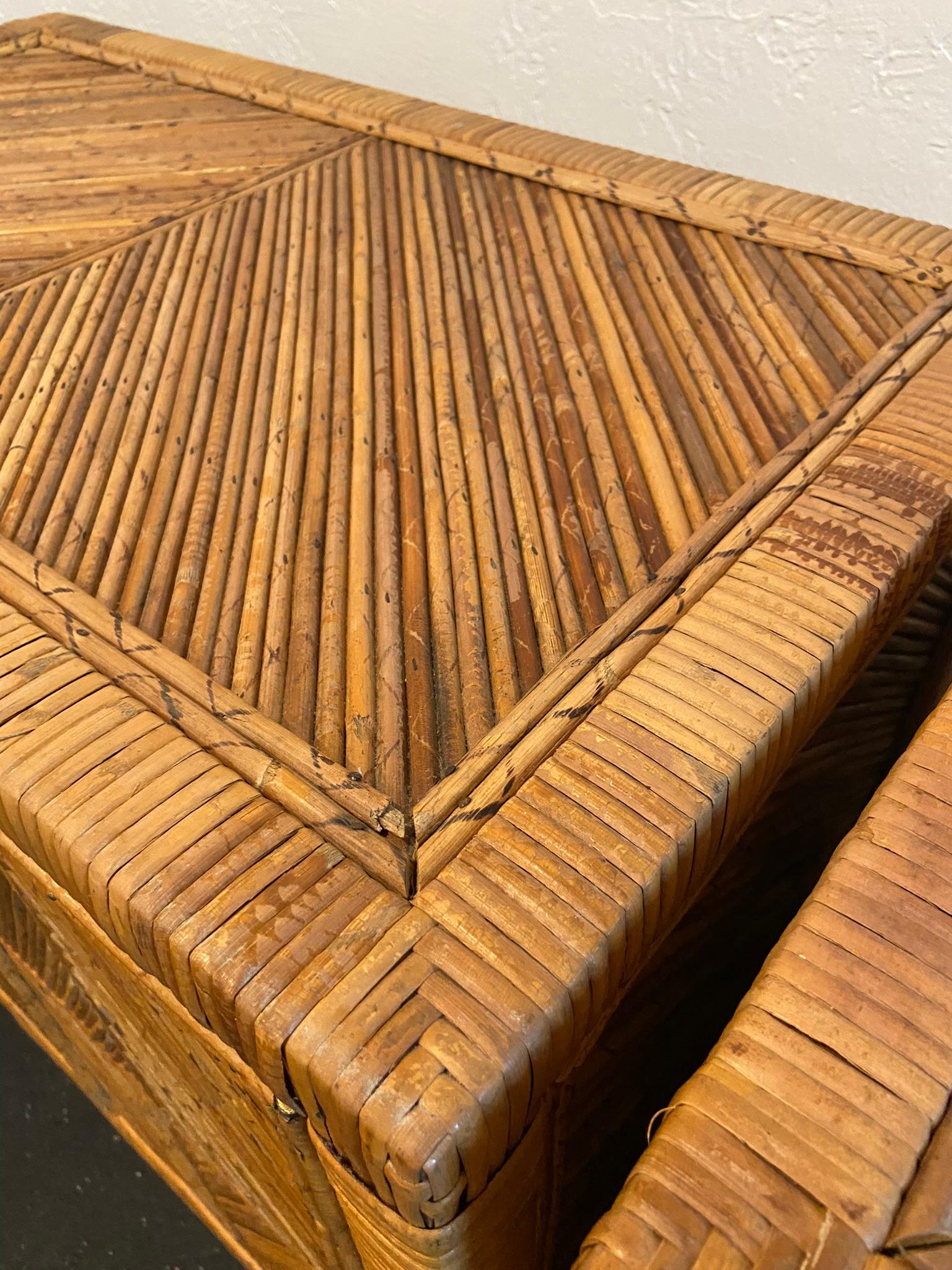 Split Reed and Cane Wrapped Cabinets, a Pair For Sale at 1stDibs