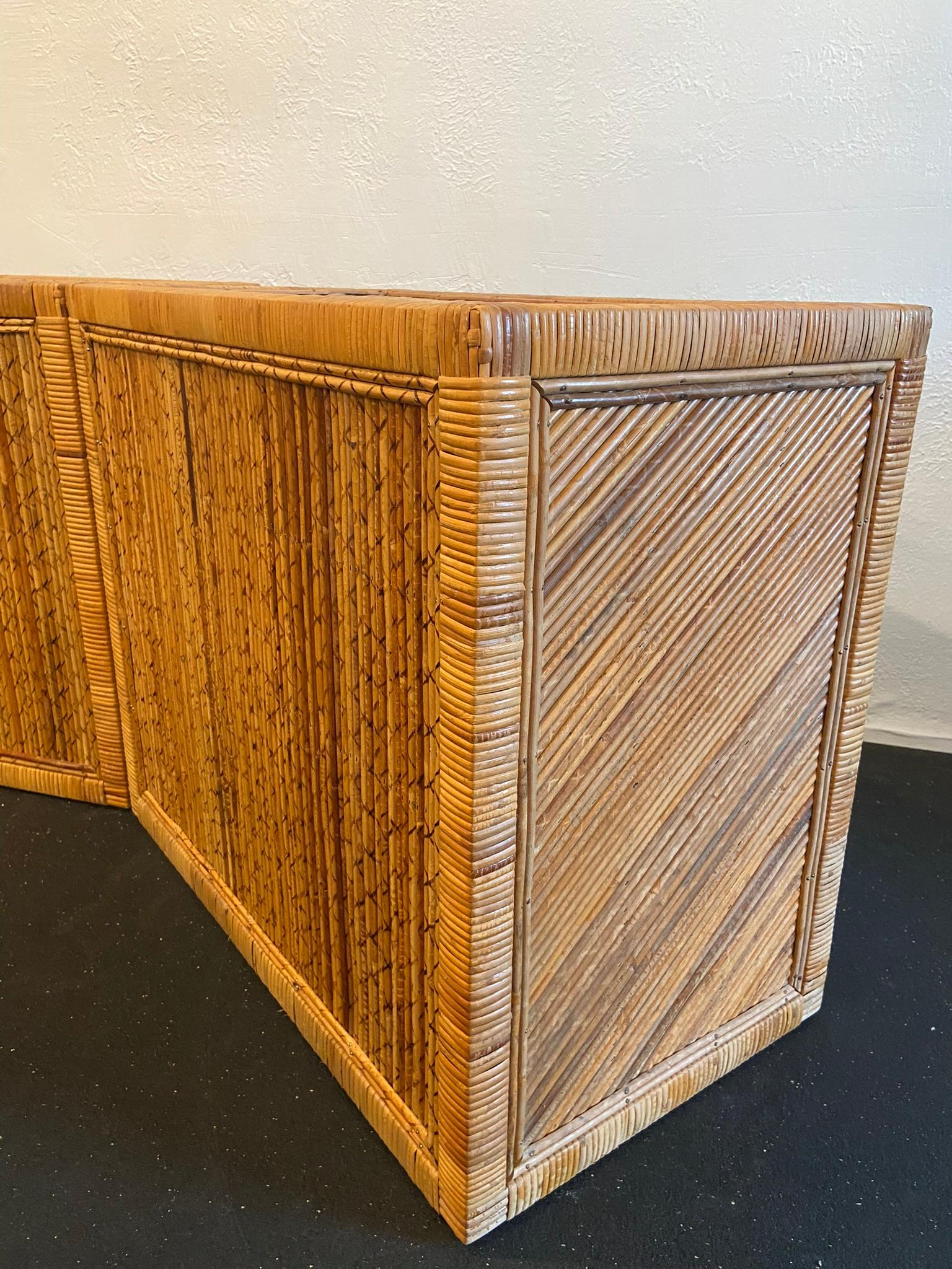 Split Reed and Cane Wrapped Cabinets, a Pair For Sale at 1stDibs