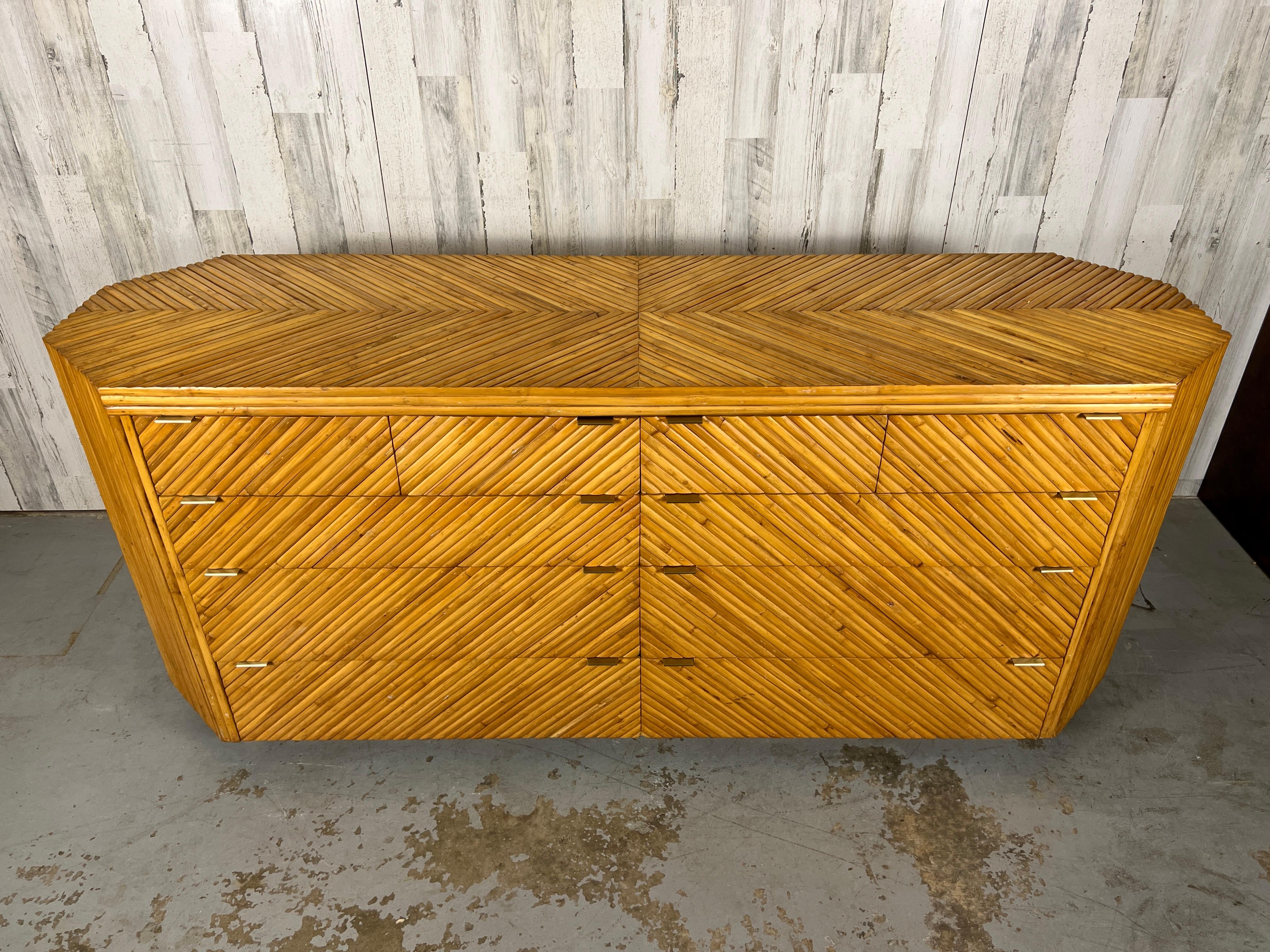Split Reed Bamboo Dresser at 1stDibs