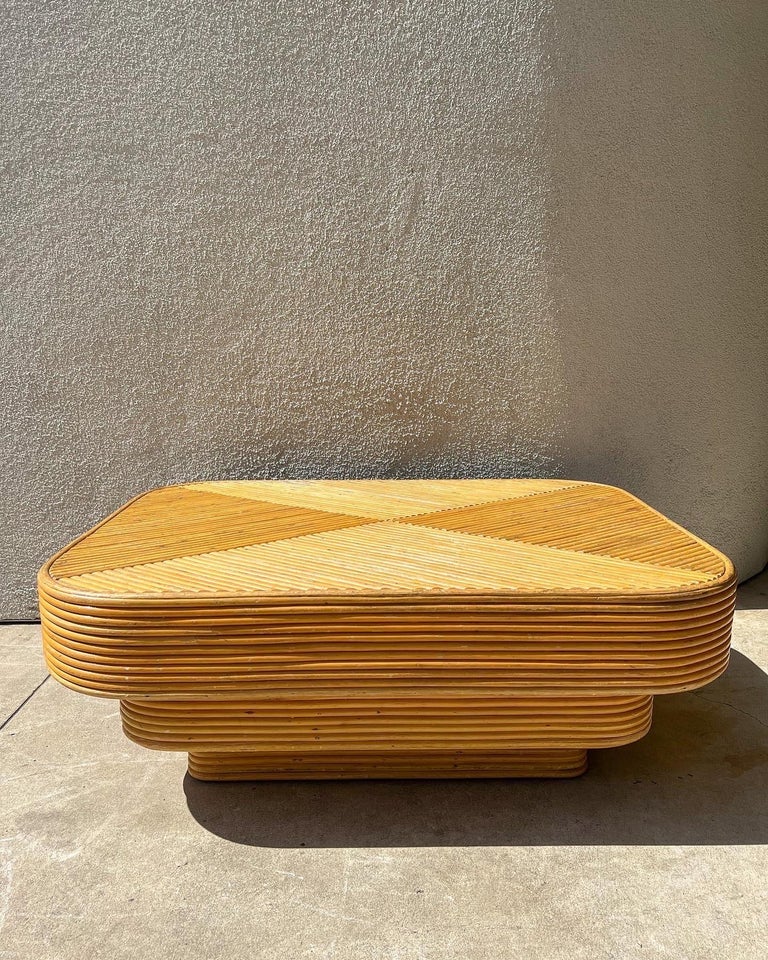 Split Reed Bamboo Stepped Coffee Table For Sale at 1stDibs