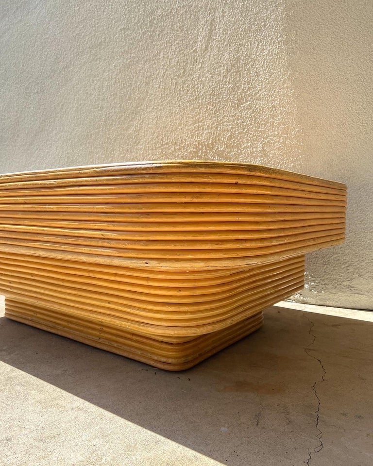 Split Reed Bamboo Stepped Coffee Table For Sale at 1stDibs