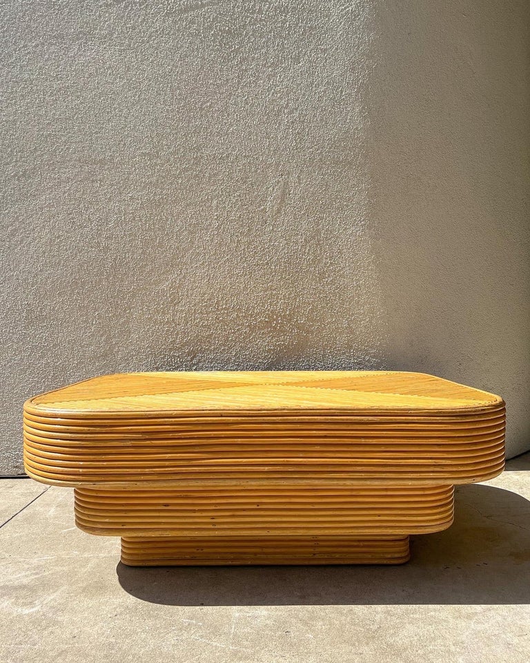 Split Reed Bamboo Stepped Coffee Table For Sale at 1stDibs