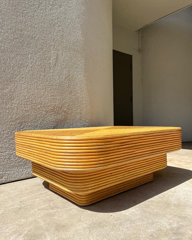 Split Reed Bamboo Stepped Coffee Table For Sale at 1stDibs