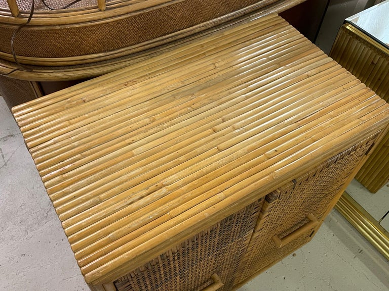 Split Reed Rattan and Wicker Cabinet at 1stDibs