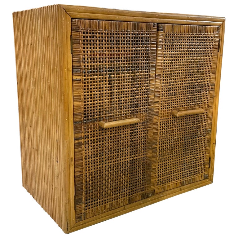 Split Reed Rattan and Wicker Cabinet at 1stDibs