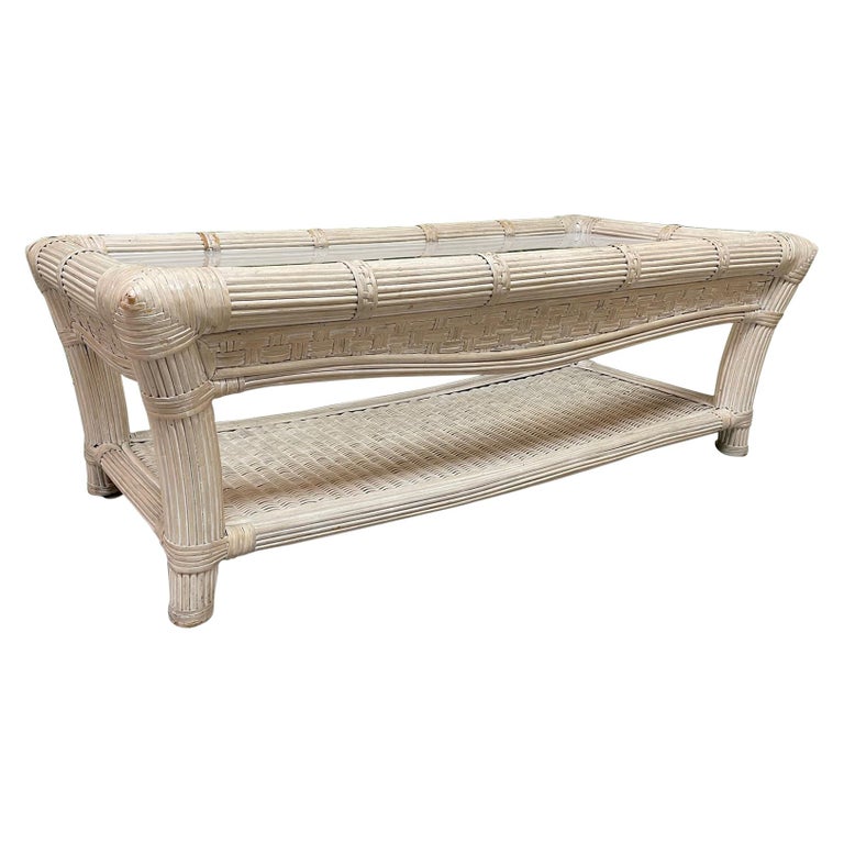 Split Reed Rattan and Wicker Coffee Table For Sale at 1stDibs