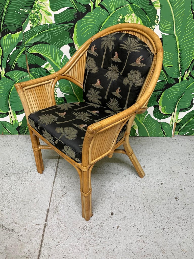 Split Reed Rattan Bucket Dining Chairs, Set of 6 For Sale at 1stDibs