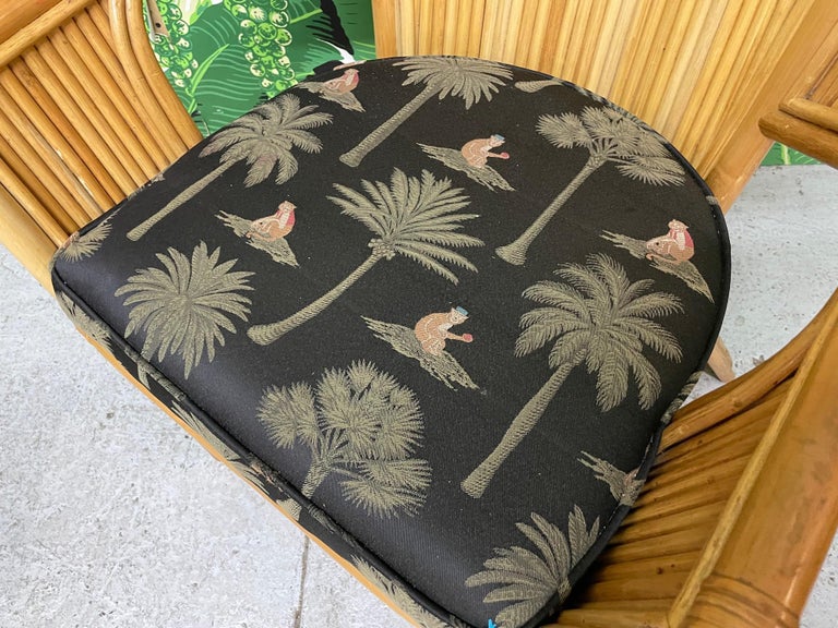 Split Reed Rattan Bucket Dining Chairs, Set of 6 For Sale at 1stDibs