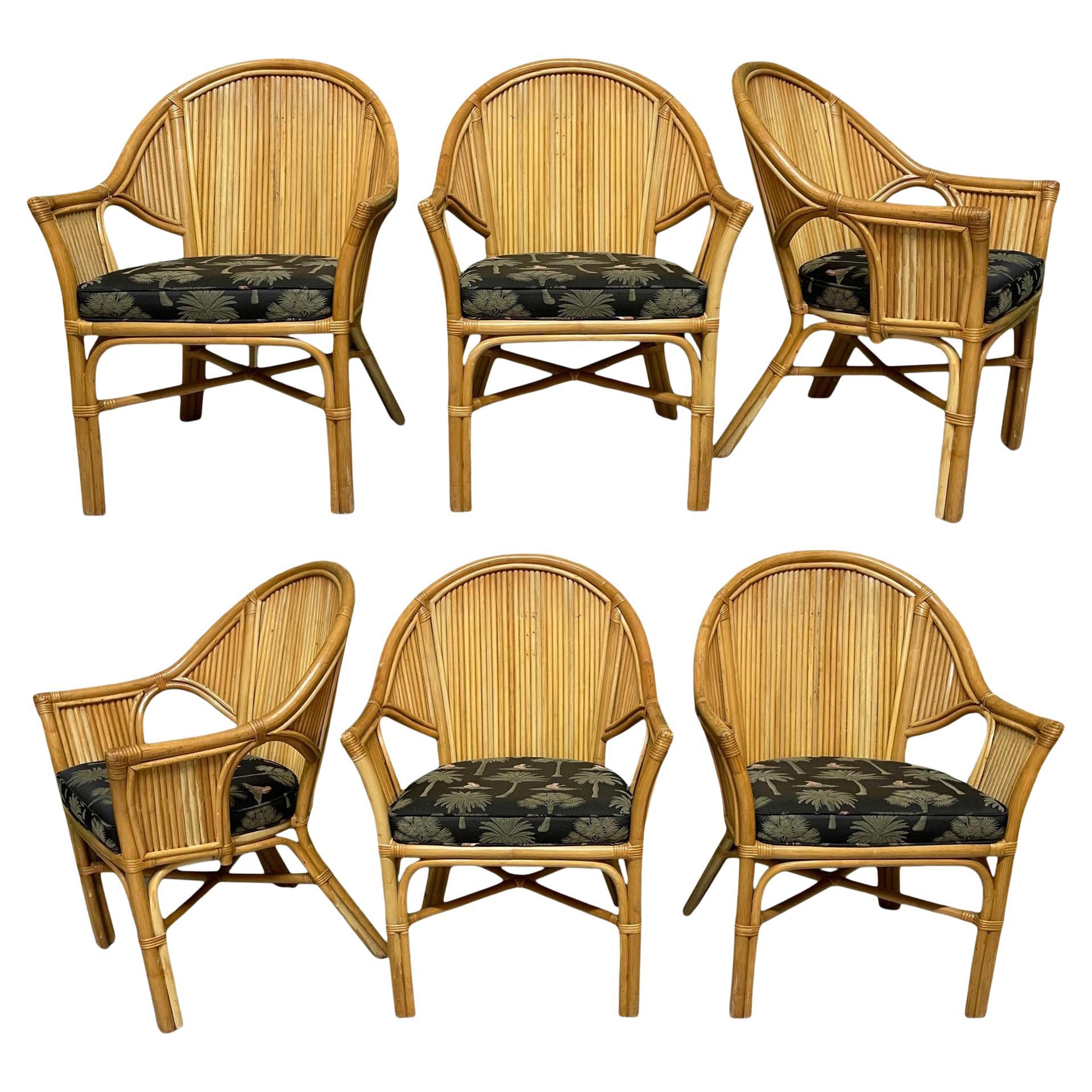 Pencil Reed Rattan High Back Dining Chairs, Set of 10 at 1stDibs