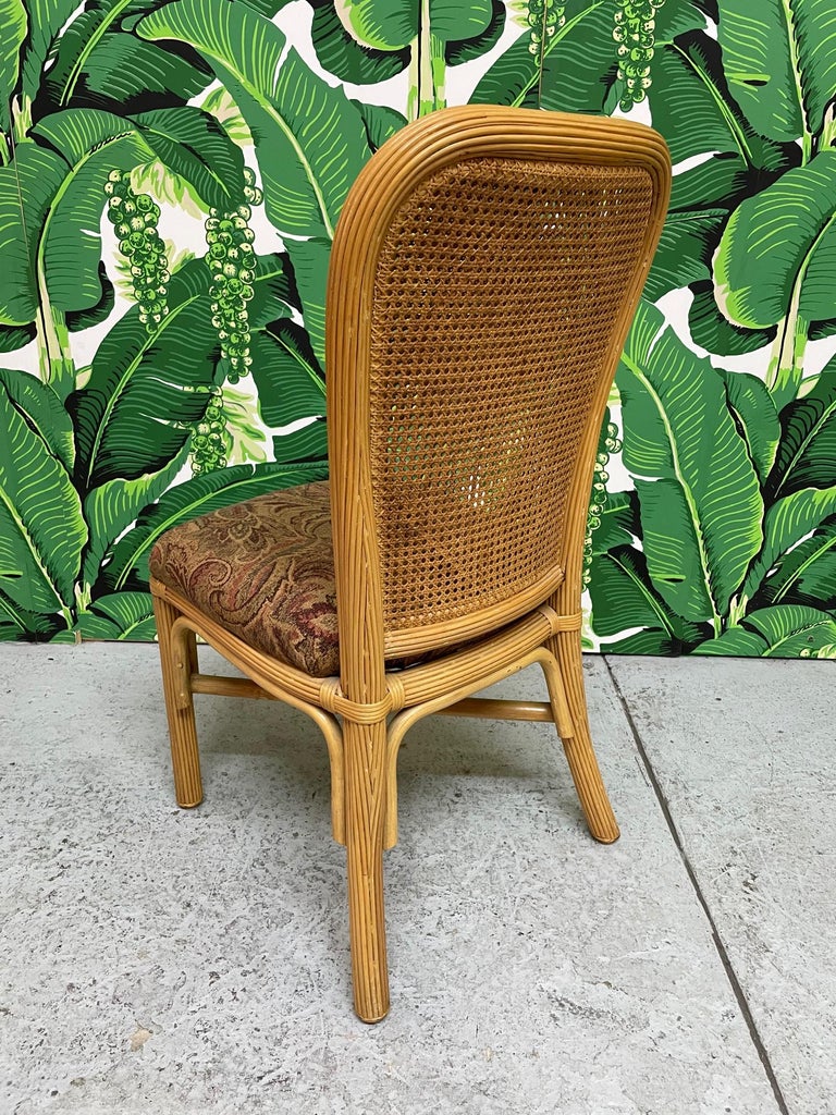 Split Reed Rattan Cane Back Dining Chairs, Set of 6 For Sale at 1stDibs