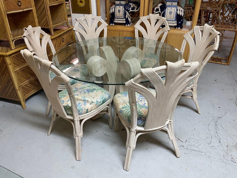 Split Reed Rattan Dining Set in the Manner of Betty Cobonpue For Sale ...